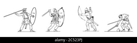 Battle scene roman legionnaire against barbarians. Historical drawing ...