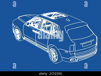 drawing luxury off-road suv car on blue background vector Stock Vector ...