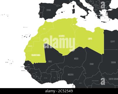 Map of Maghreb countries - Northwest Africa states. Vector illustration ...