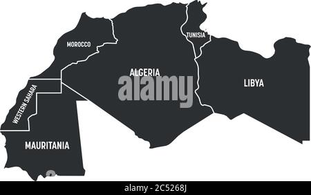 Map of Maghreb countries - Northwest Africa states. Vector illustration ...