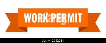work permit ribbon. work permit isolated band sign. work permit banner ...
