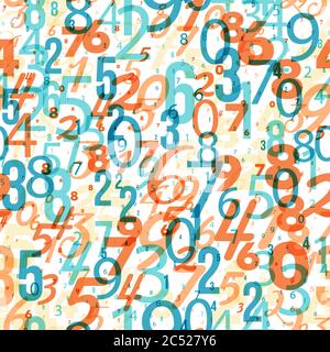 Mathematics background - different numbers in random pattern. Colorful school pattern for ...