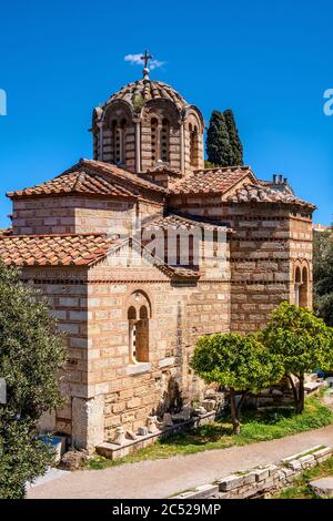 Middle Stoa and Holy Church of the Holy Apostles of Solakis Stock Photo ...
