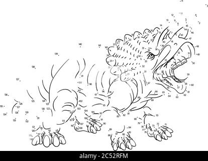 We draw a dinosaur. Dot to dot. Draw a line. Game for toddler. Learning ...