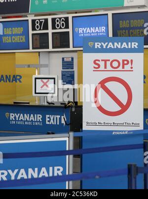 Ryanair check in desks at Stansted Airport Essex England UK European ...