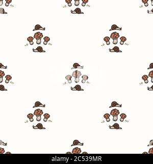 Seamless background snail gender neutral baby pattern. Simple whimsical ...