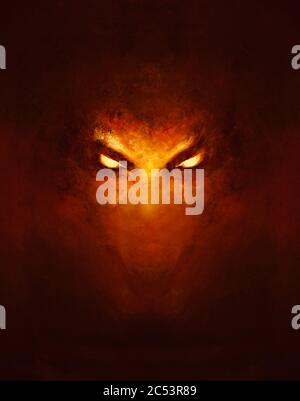 Illustration of zombie or demon face in vintage retro style. Old ...