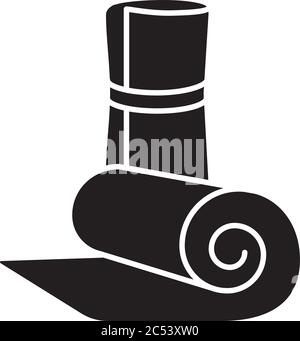 Yoga mat glyph icon, pilates and fitness, gym mattress vector icon ...