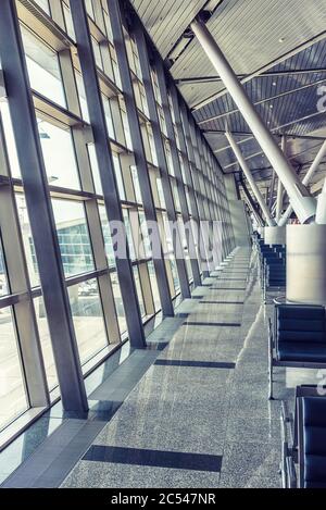 Modern departure terminal interior in international Istanbul Airport ...