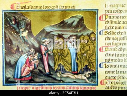 Inf. 23 Scuola toscana, Dante e Virgilio incontrano gli ipocriti che ...