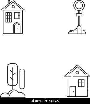 Urban dwelling linear icons set. Metropolitan, Cosmopolitan, Cityscape ...
