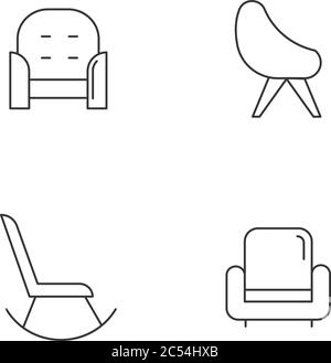 Chair line icons collection. Recliner, Rocker, Armchair, Swivel, Thr ...