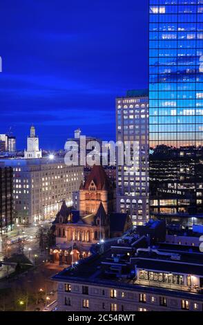 Night view of 200 Clarendon Street formerly known as John Hancock Tower ...