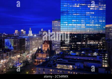 Night view of 200 Clarendon Street formerly known as John Hancock Tower ...