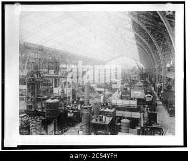 Interior of Gallery of Machines, showing machinery, Paris Exposition ...
