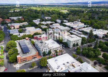 Aerial views above downtown Chico, California Stock Photo - Alamy