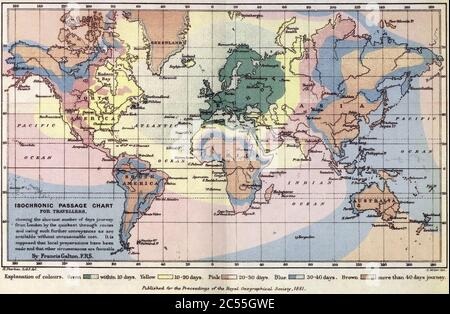 The Isochronic Passage Chart by Francis Galton, created in 1881, is a ...
