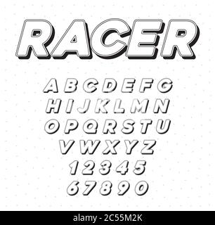 Speed letters set. White race font. Italic bold racing style vector ...