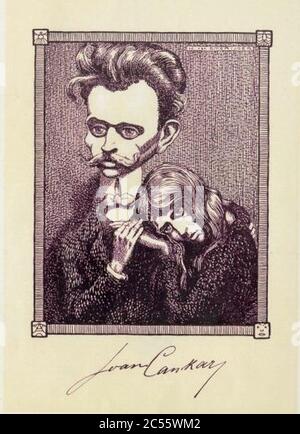 Ivan Cankar caricature by Smrekar (4 Stock Photo - Alamy