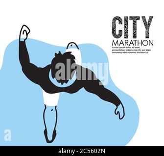 man avatar running top view design, Marathon athlete training and ...