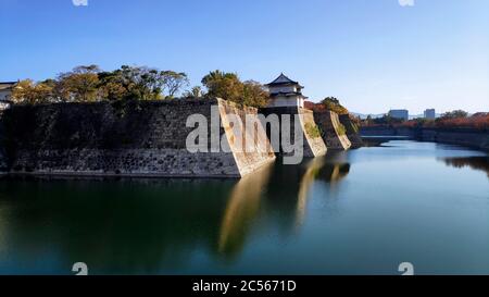 Fortification and ditch water around Osaka Castle for protection Stock ...