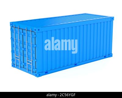 Shipping freight container. Blue intermodal container Stock Photo - Alamy