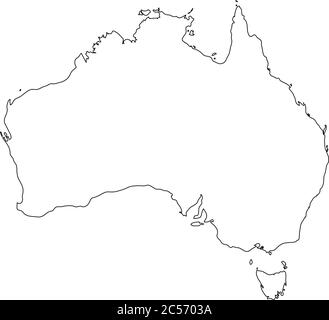 Australia - solid black outline border map of country area. Simple flat ...