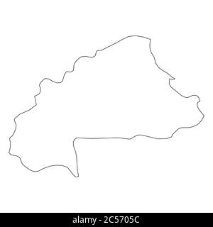 Burkina Faso Map. Burkinabè Country Map. Burkinabe Black and White National Outline Border ...