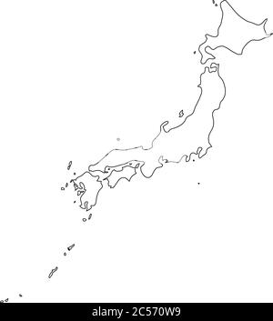 Japan - solid black outline border map of country area. Simple flat ...