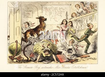 "The Benicia Boy astonishes Miss Birches Establishment" - hand coloured ...