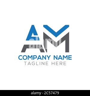 AM A M Creative Modern Black Letters Logo Design with Brush Swoosh ...