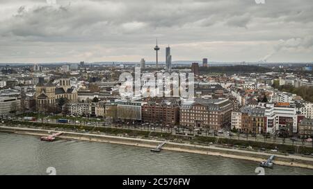 Colonius TV Tower above Cologne cityscape at sunset, Germany Stock ...