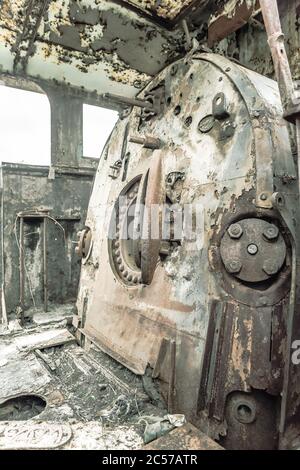 runaway train.old locomotive steam powered Stock Photo - Alamy