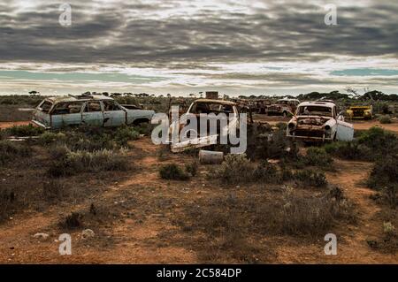 Koonalda Homestead Vintage Vehicle Graveyard Australia Outback Stock ...