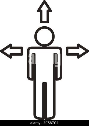 Human Figure Line Icon with Arrows Indicating Digestion Process ...