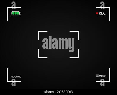 Black camera recording interface viewfinder with digital focus and ...
