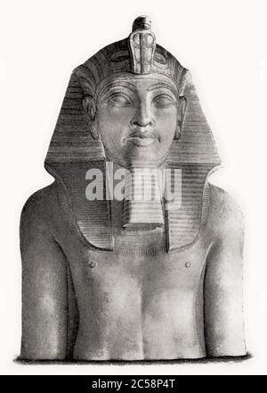 Horemheb, last Pharaoh of the 18th Egyptian dynasty with Anubis, art on ...