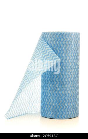 blue roll of water absorbing tissues on a white background Stock Photo ...