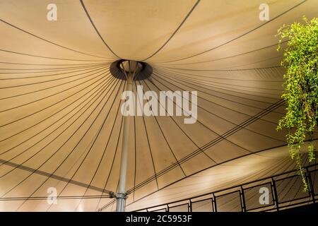 Canvas roof and large structure Stretched between buildings Stock Photo ...