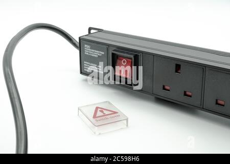 Isolated view of a 19-inch, rack mount power distribution socket ...