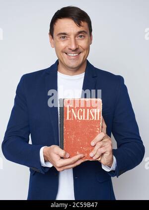 Do You Speak English? text on grey textured background. Language course ...