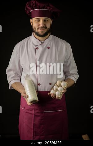 Dairy products and cooking. Chef recommendation. Restaurant dairy meal ...