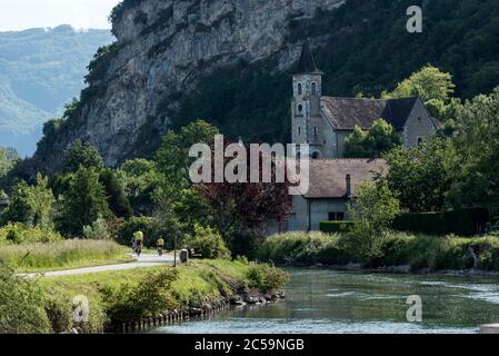 The Canal de Savieres in Chanaz in the Savoie area of the French Alps ...
