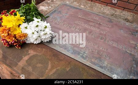 Monument in Rosebank Crescent to Pan Am Flight 103 which fell after a ...