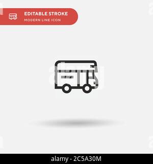 RV motorhome vector template with simple colors without gradients and ...