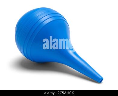 Blue rubber bulb syringe isolated on white Stock Photo - Alamy