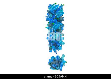 Exclamation mark from water. 3D rendering isolated on white background ...