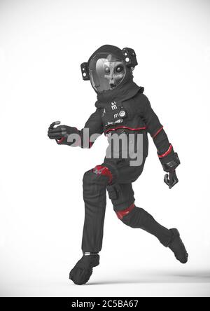 alien astronaut is running late, 3d illustration Stock Photo - Alamy