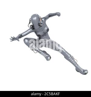 cyber soldier female is falling, 3d illustration Stock Photo - Alamy