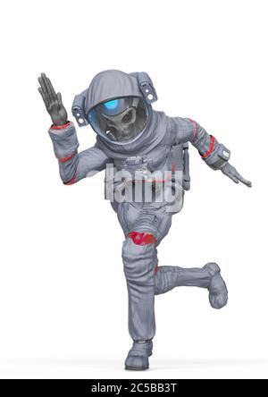 alien astronaut is running fast, 3d illustration Stock Photo - Alamy